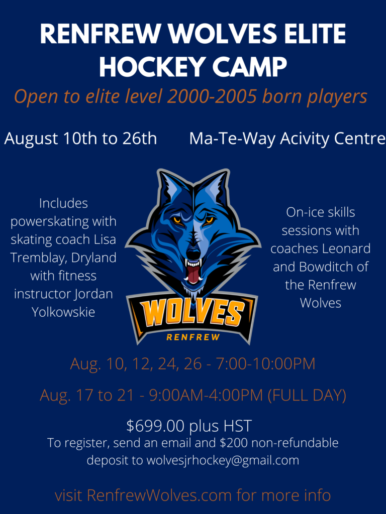 Wolves Announce Elite Hockey Camp | Renfrew Jr. A. Wolves - CCHL